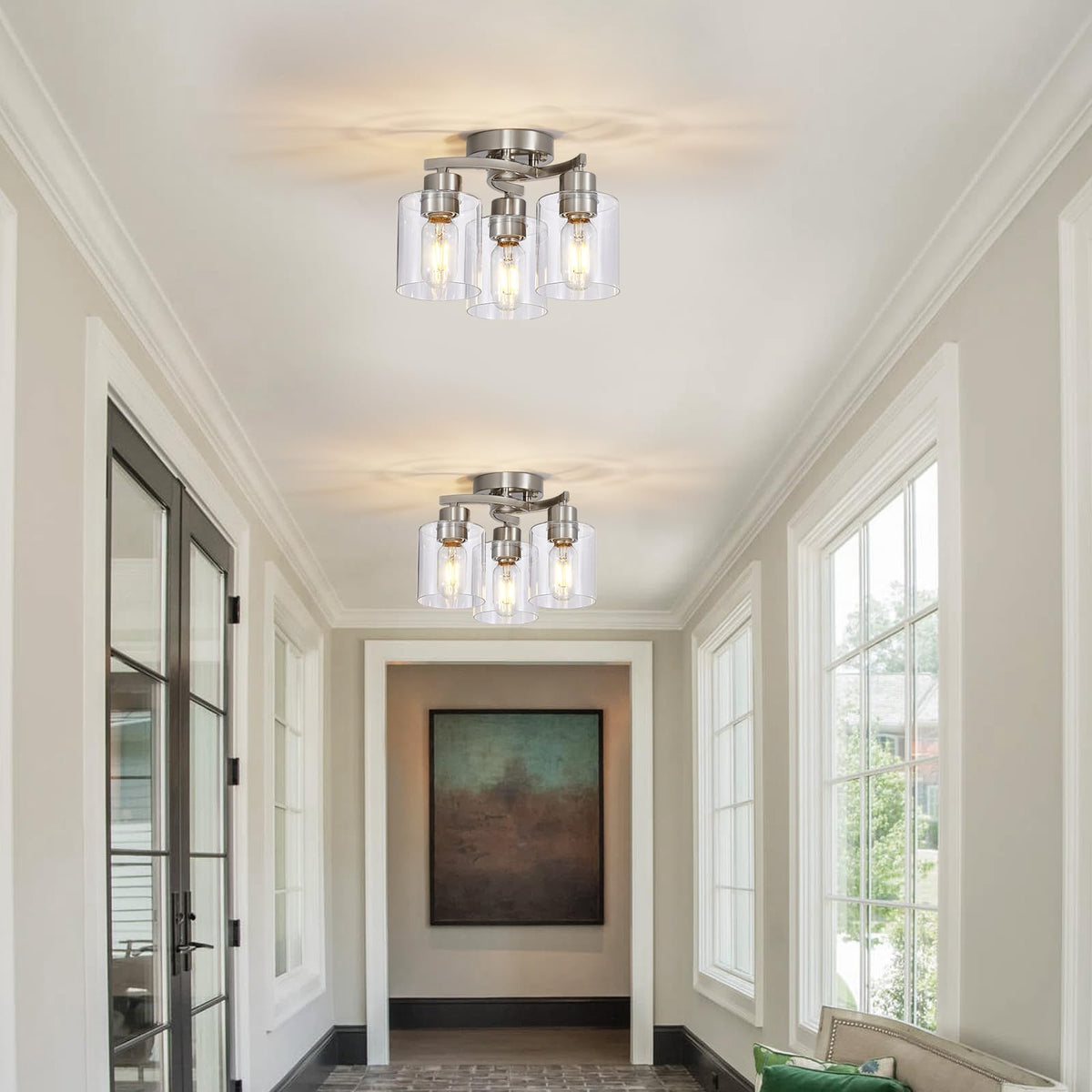 Eatich Semi Flush Mount Ceiling Light, 3 Light Ceiling Light Fixture ...