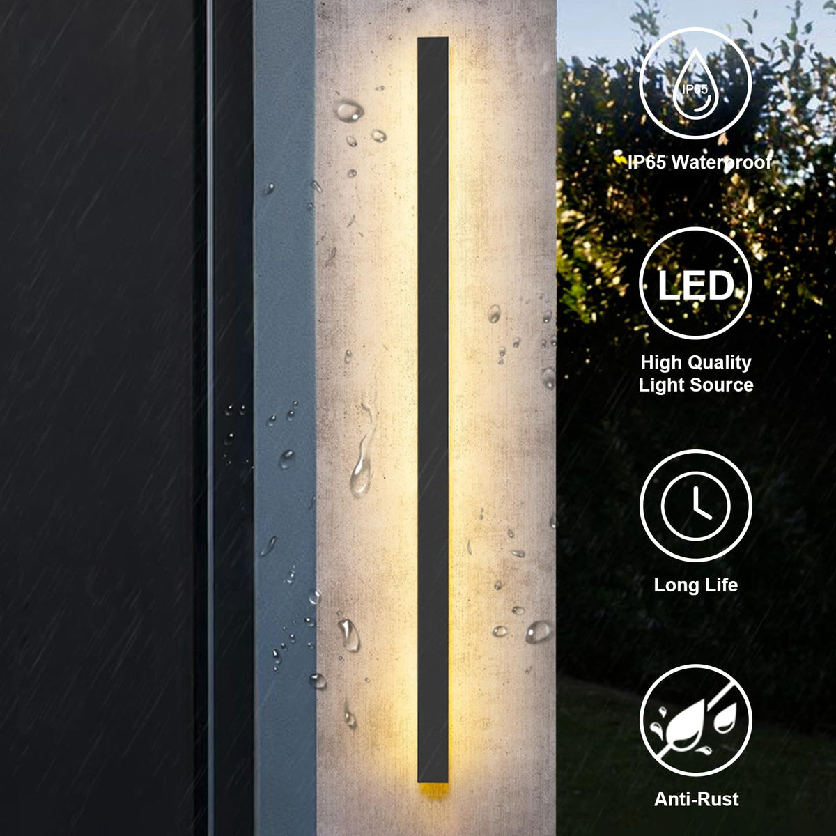 NKJORTPPL 92.5Inch Modern Outdoor Wall Light for House, Black LED ...