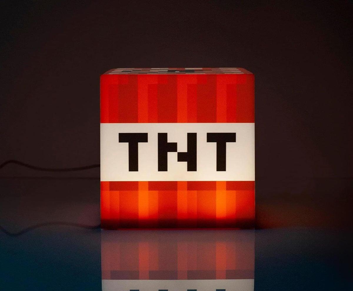 Minecraft TNT Block Night Light - 6 Inch USB LED Cube, Red - Fun Mood ...