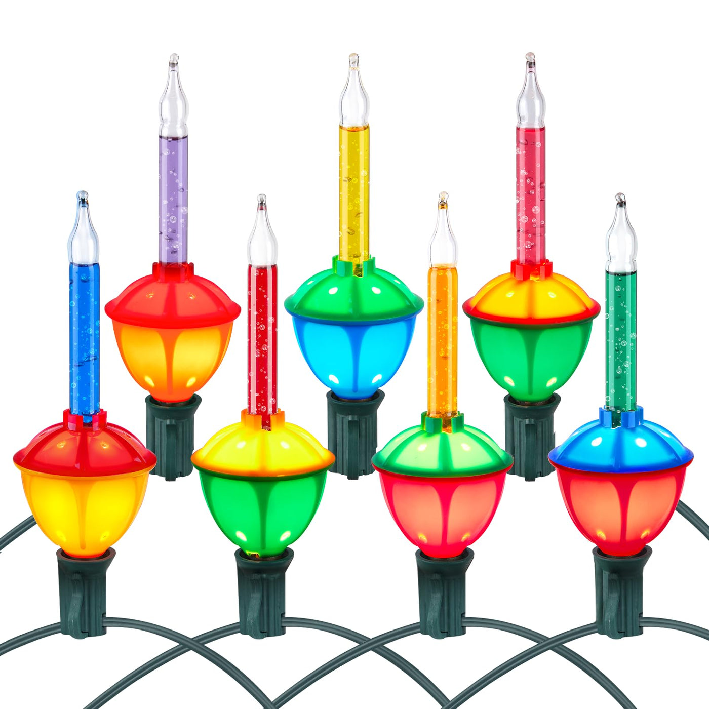 Minetom Bubble String Lights, 9.5FT, 9 Bubble Bulbs, 7 Colors, Copper ...