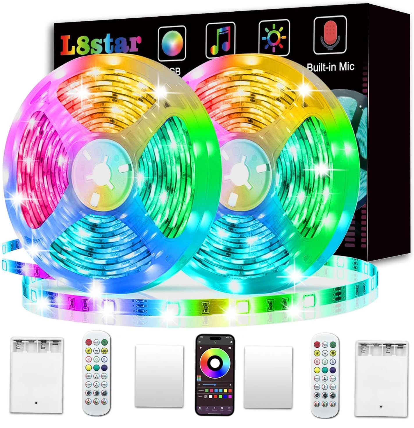 L8star Battery Powered LED Strip Lights, 13ft RGB, USB/Battery Operate ...