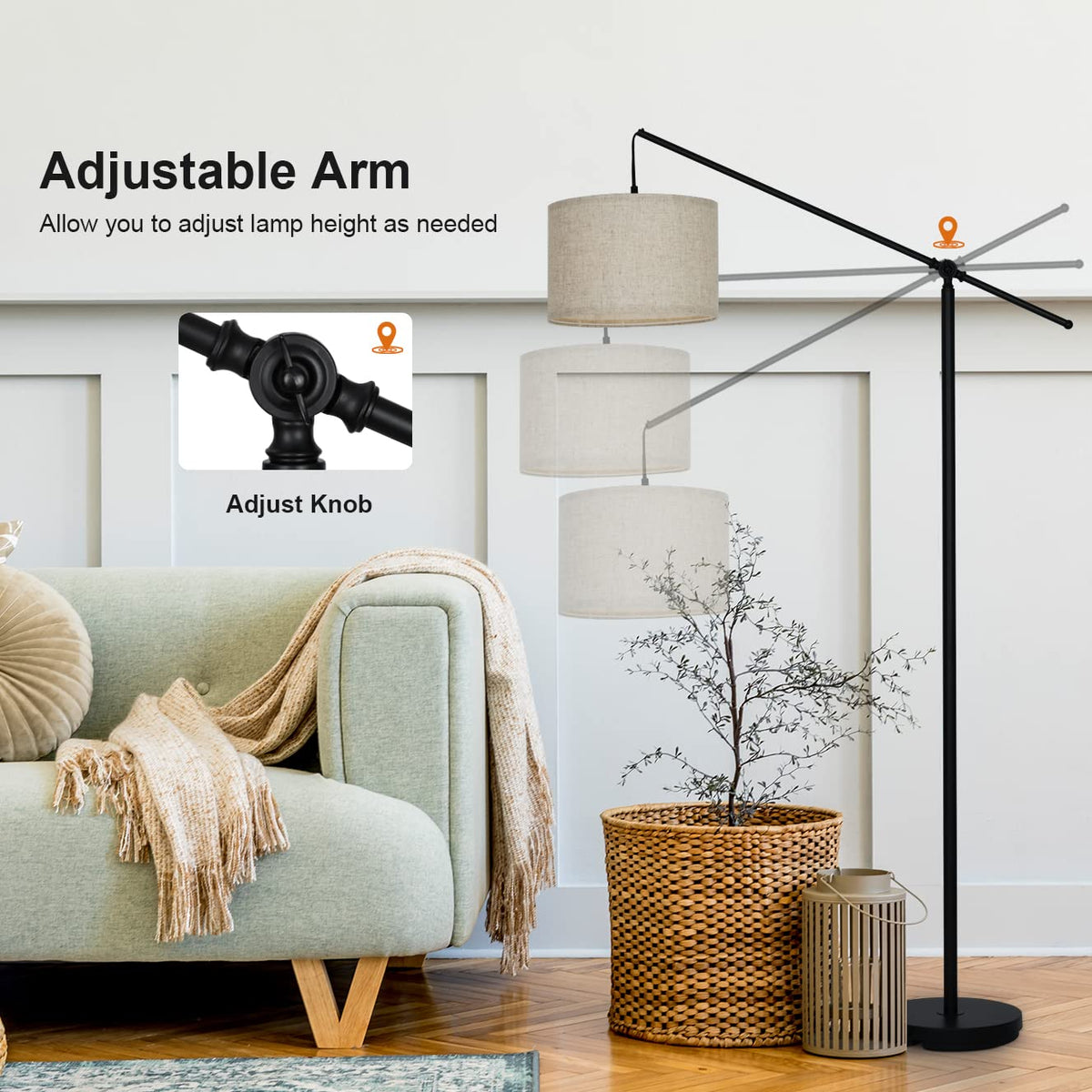 SURAIELEC Arc Floor Lamp - Modern Over Couch Lighting for Living Room ...
