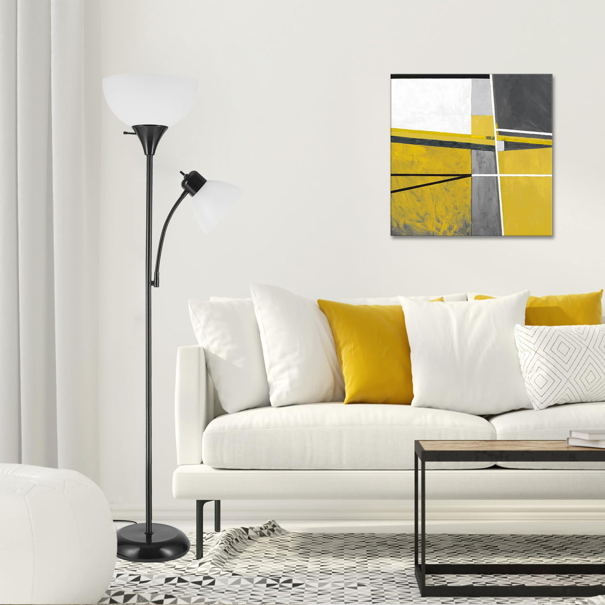 Globe Electric 67135 72'' Torchiere Floor Lamp + Adjustable Reading Li ...