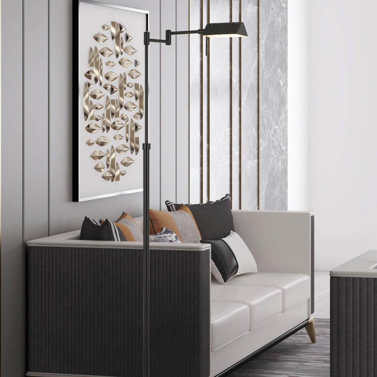 Cal Clemson Metal LED Floor Lamp, 10W, 780 Lumen, Adjustable Swing Arm ...