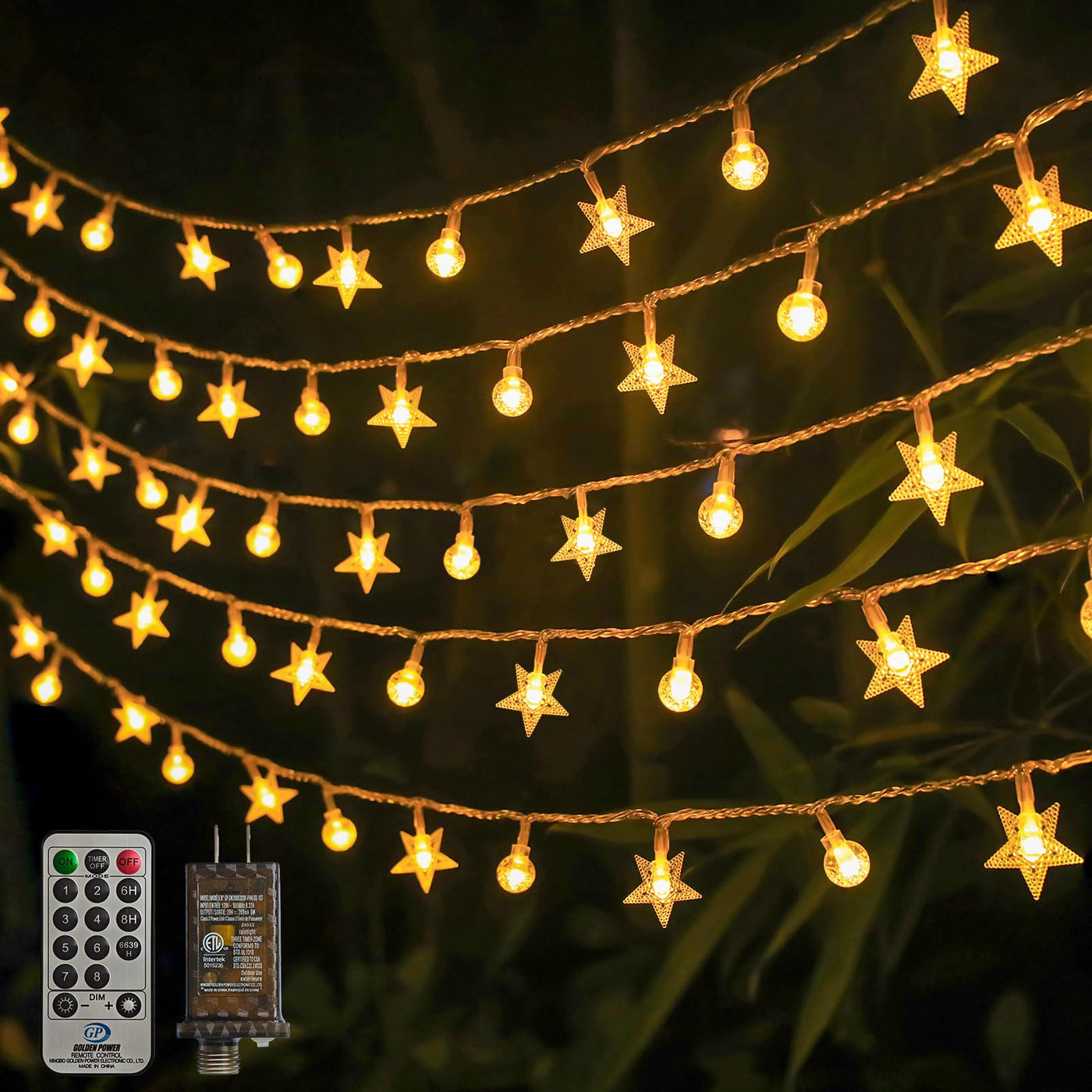 Crystal Globe & Star String Lights Plug in - 72 FT 160 LED Star Fairy ...