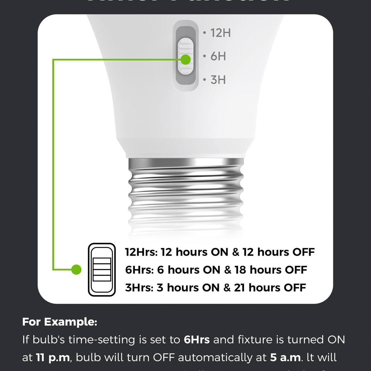 NEOROSS A19 LED Timer Light Bulb, 100W Equivalent, 3000K Soft White, 1 ...
