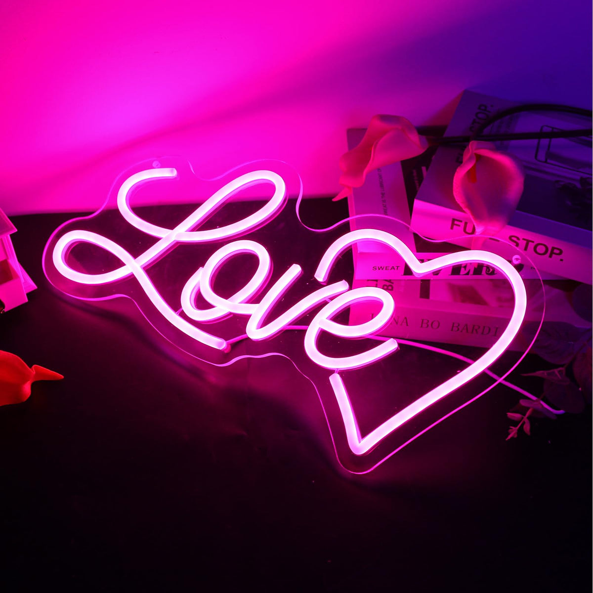 ENUOLI XO Neon Sign, Pink LED Wall Light, Dimmable, USB Operated, Acry ...