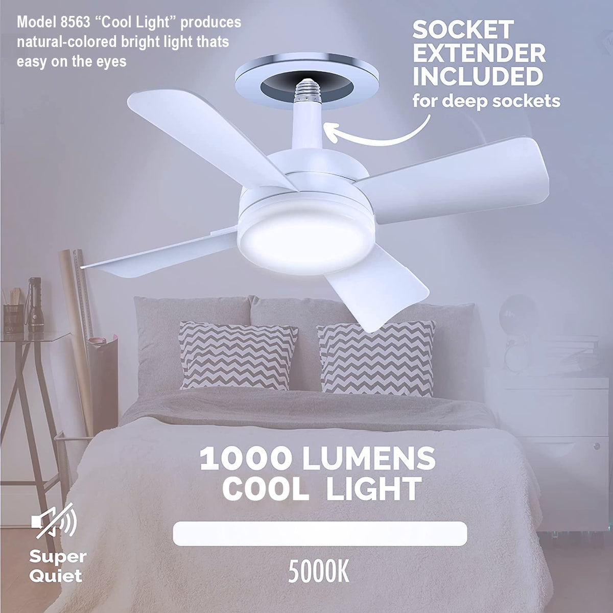 Bell+Howell Socket Breeze Modern Ceiling Fans with LED Lights, 10 LED ...