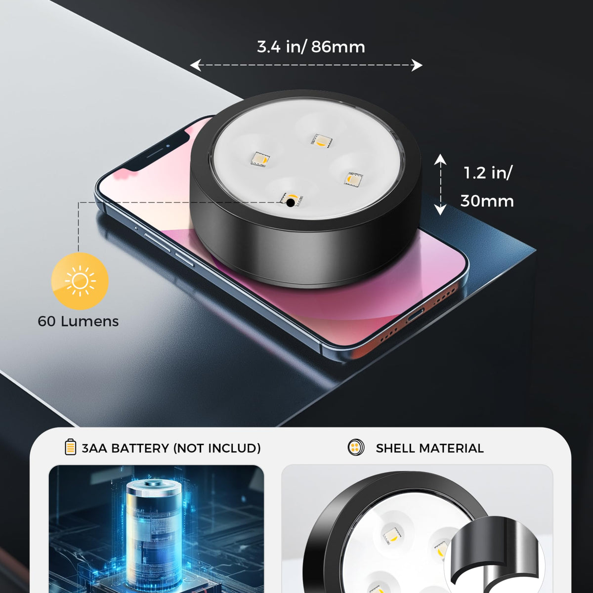 swesara Stick on Lights with Remote Shelf Lights Battery Operated Push ...