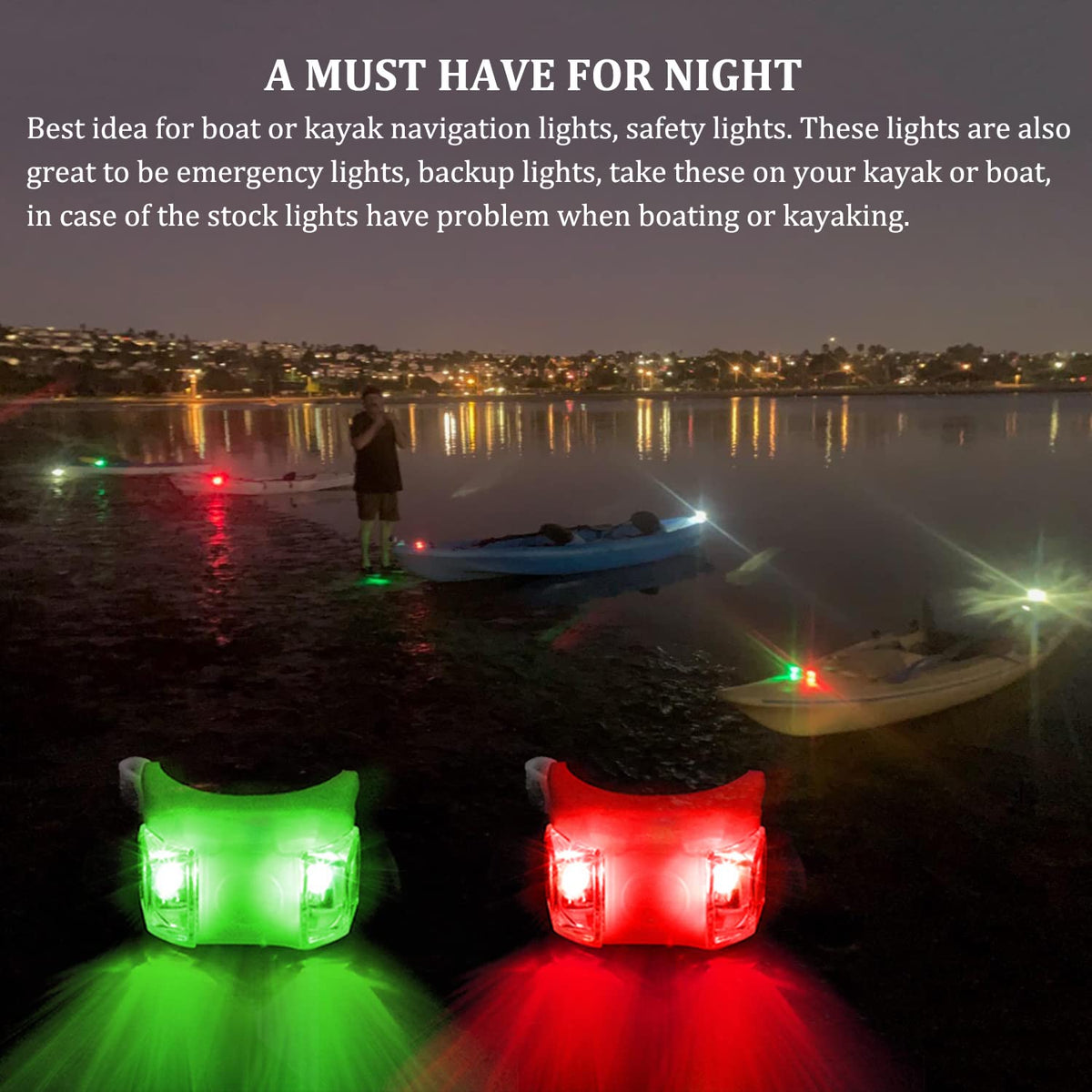 Botepon LED Boat Bow Lights, Red & Green Marine Navigation Lights, Bat ...