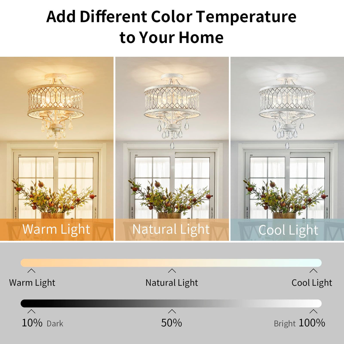 Crystal Ceiling Light Fixture Modern Semi Flush Mount Ceiling Light Fa ...