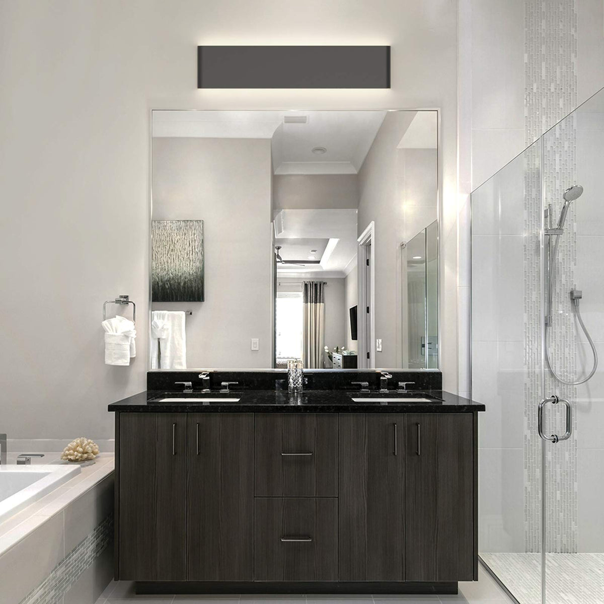 Aipsun 24In/20W Led Matte Black Modern Vanity Light Matte Black Wall L ...