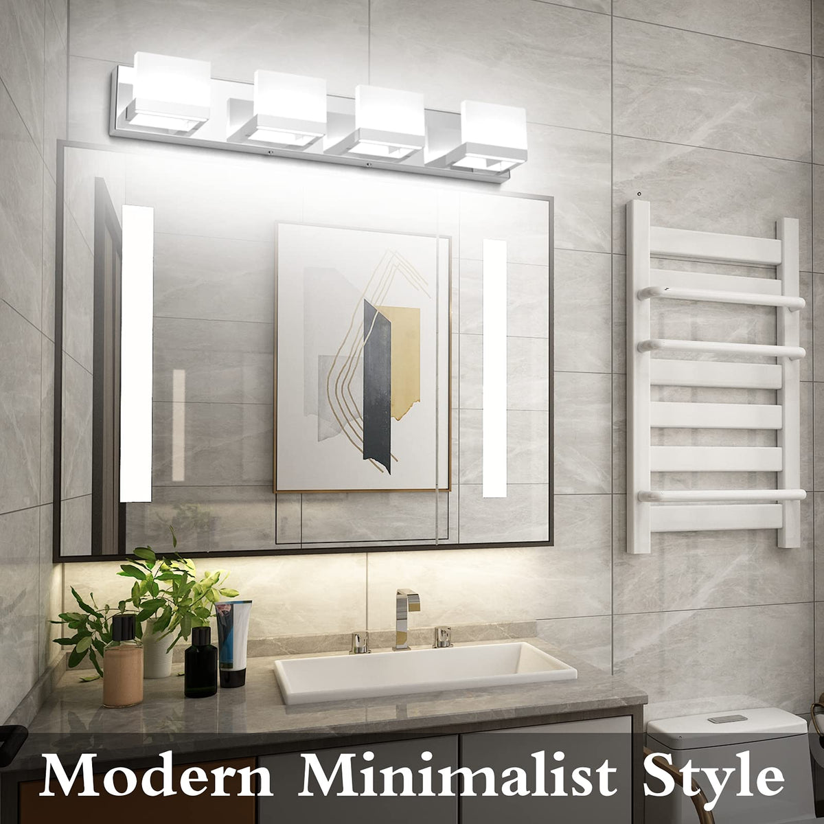 Tipace Dimmable LED Vanity Light 4 Lights Stainless Steel Chrome Model ...