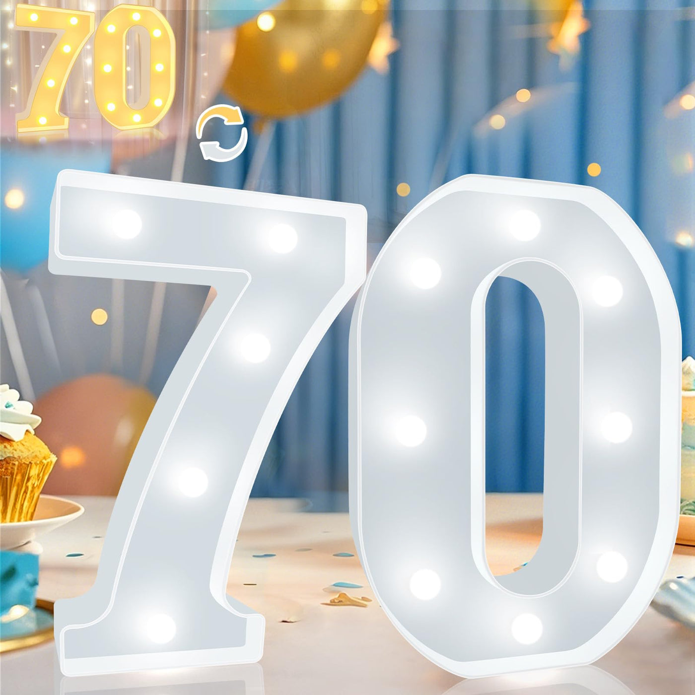 Pooqla LED Number 70 Birthday Decoration, Marquee Sign for Party Backd ...