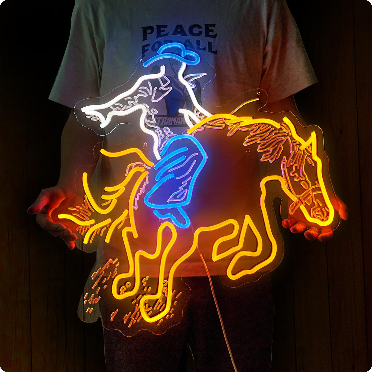 ORIXIAYE Cowboy Neon Sign for Wall Decor, 22.5x21.4 in, Acrylic, Blue ...
