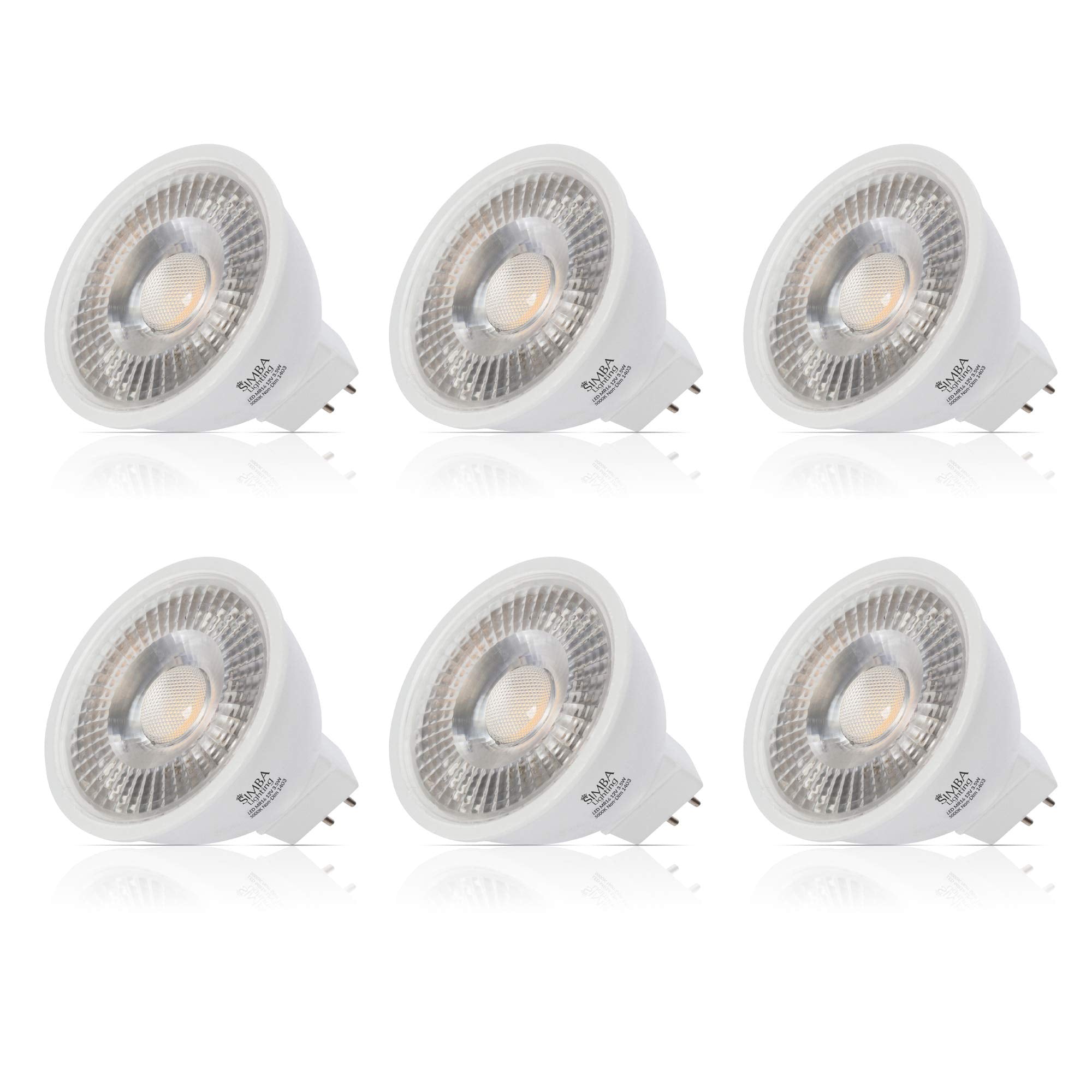 Simba Lighting LED MR16 Light Bulb, 3.5W, 5000K Daylight, 6 Pack, GU5 ...