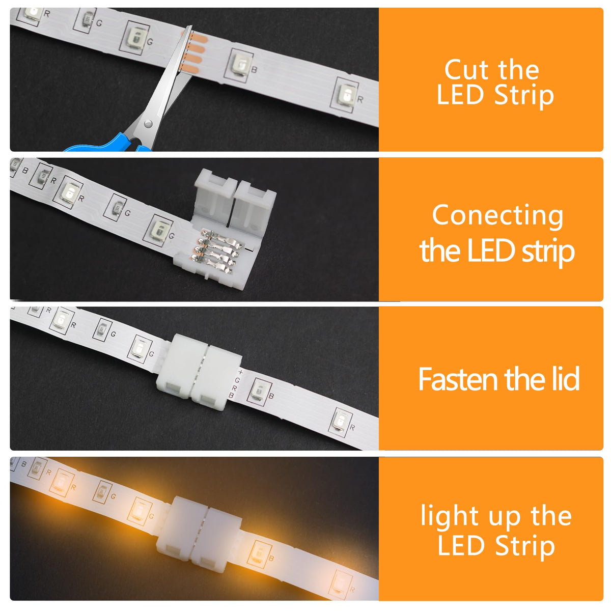 20Pcs 3-Pin 8Mm Led Strip Lights Connectors - Solderless, Extendable T ...