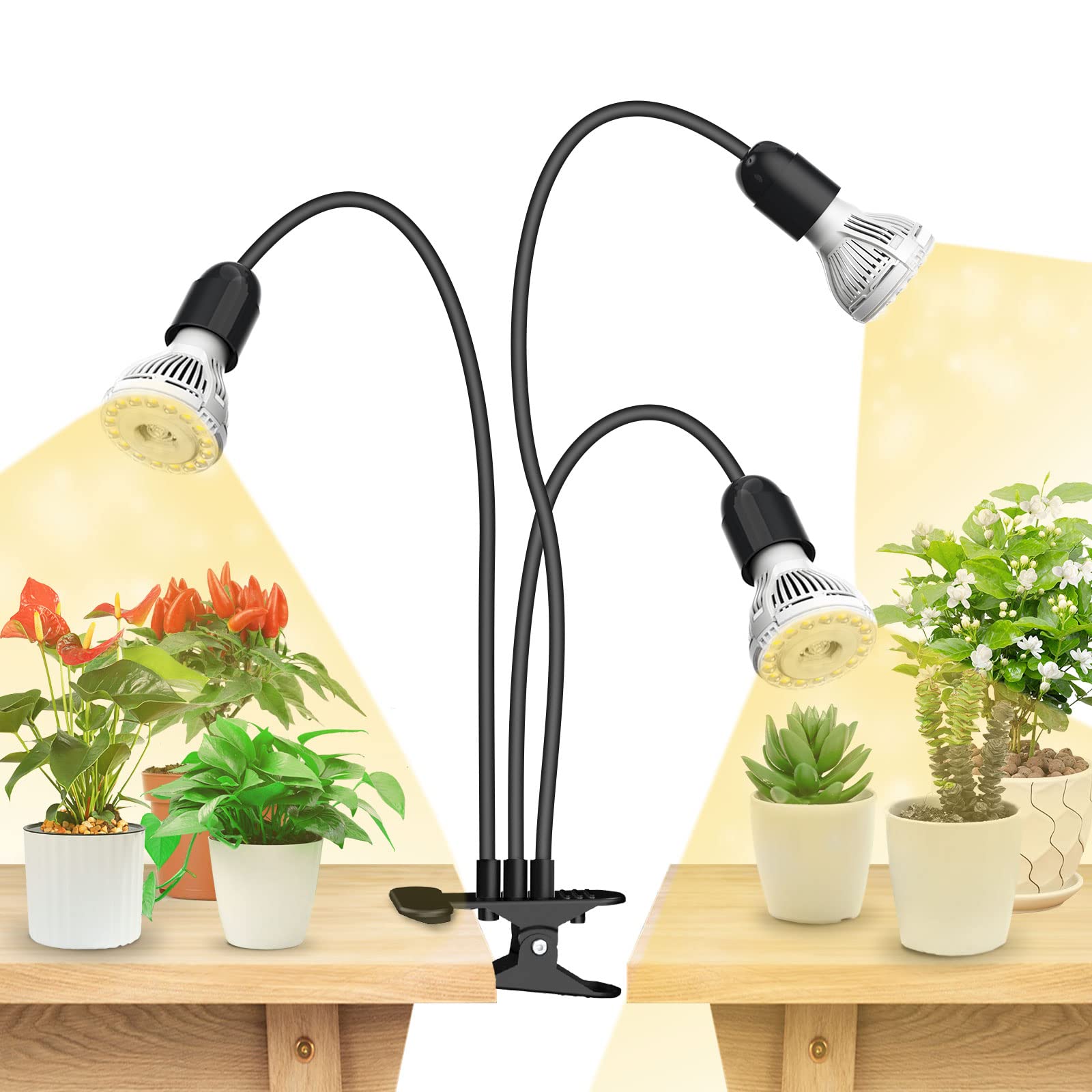 SANSI 450W LED Grow Light, Full Spectrum 3-Head Gooseneck Lamp, Cerami ...