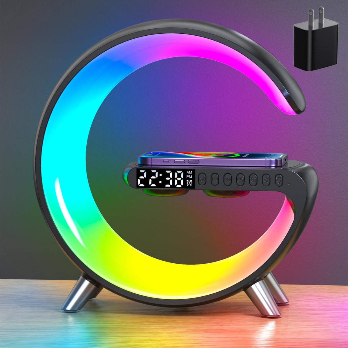 Smart LED Night Light, Wireless Charger, Phone Wireless Charging Dock ...