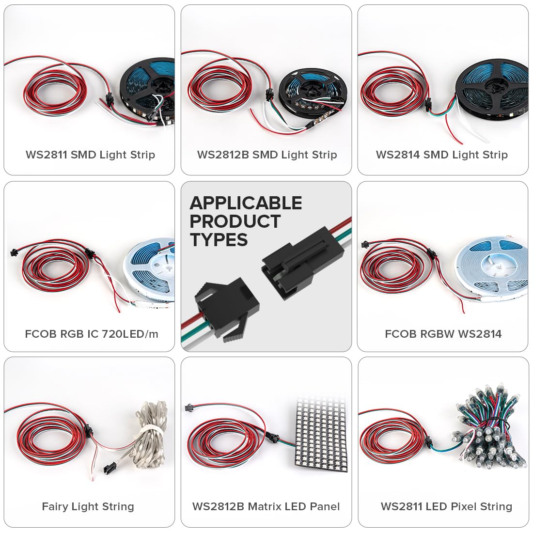 BTF-LIGHTING 20AWG JST SM Male Female Plug LED Connector Extension Cab ...