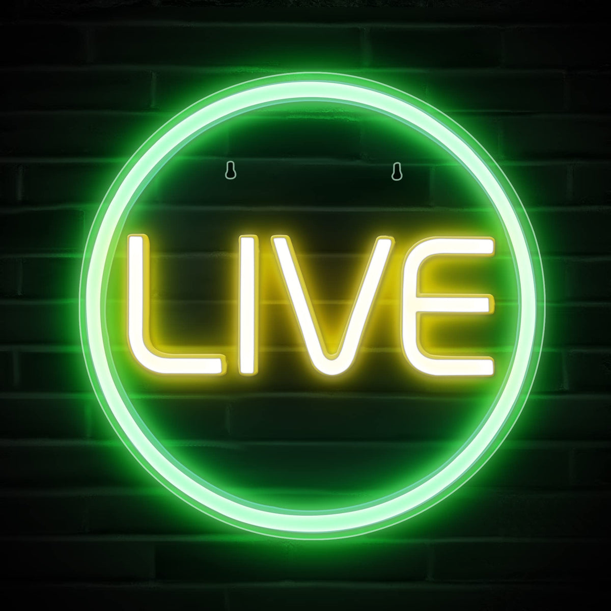 Lumoonosity Live Neon Sign - Green & Yellow LED On Air Light for Strea ...