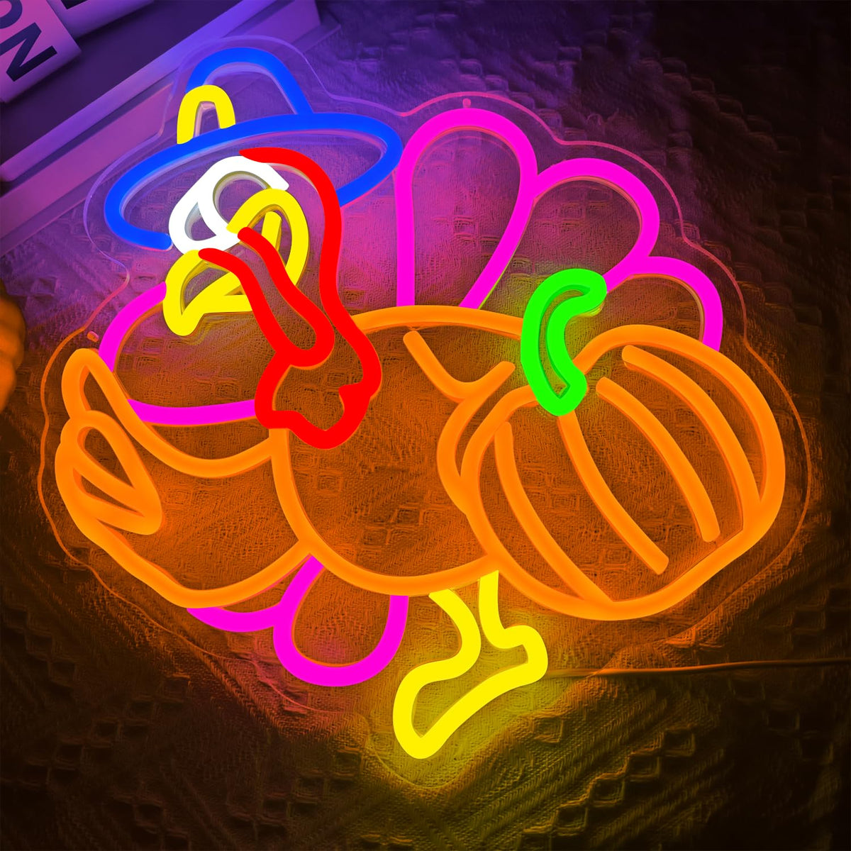 Pumpkin Turkey Neon Sign Dimmable Thanksgiving Led Neon Light Pumpkin ...