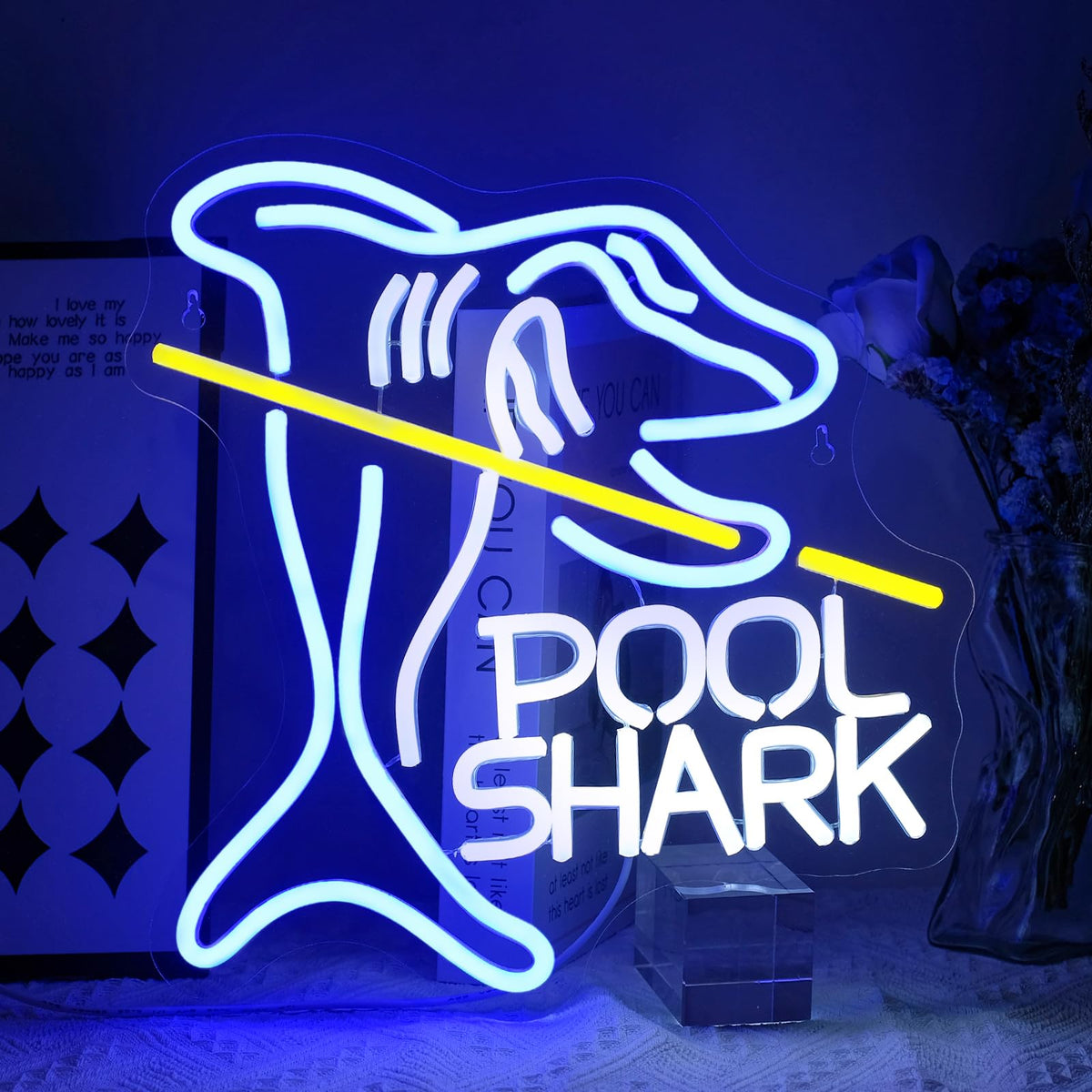 Virlusy Pool Shark Neon Sign for Wall Decor Dimmable Led Lights Signs ...