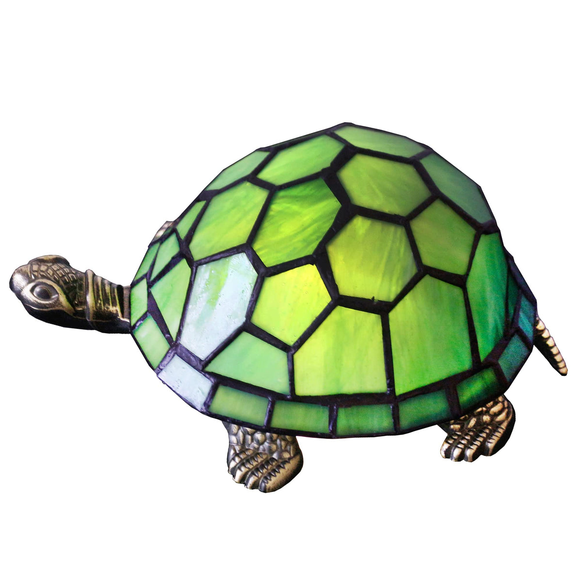 ZJART Tiffany Tortoise Lamp Small Stained Glass Turtle Desk Lamp 8X5X4 ...