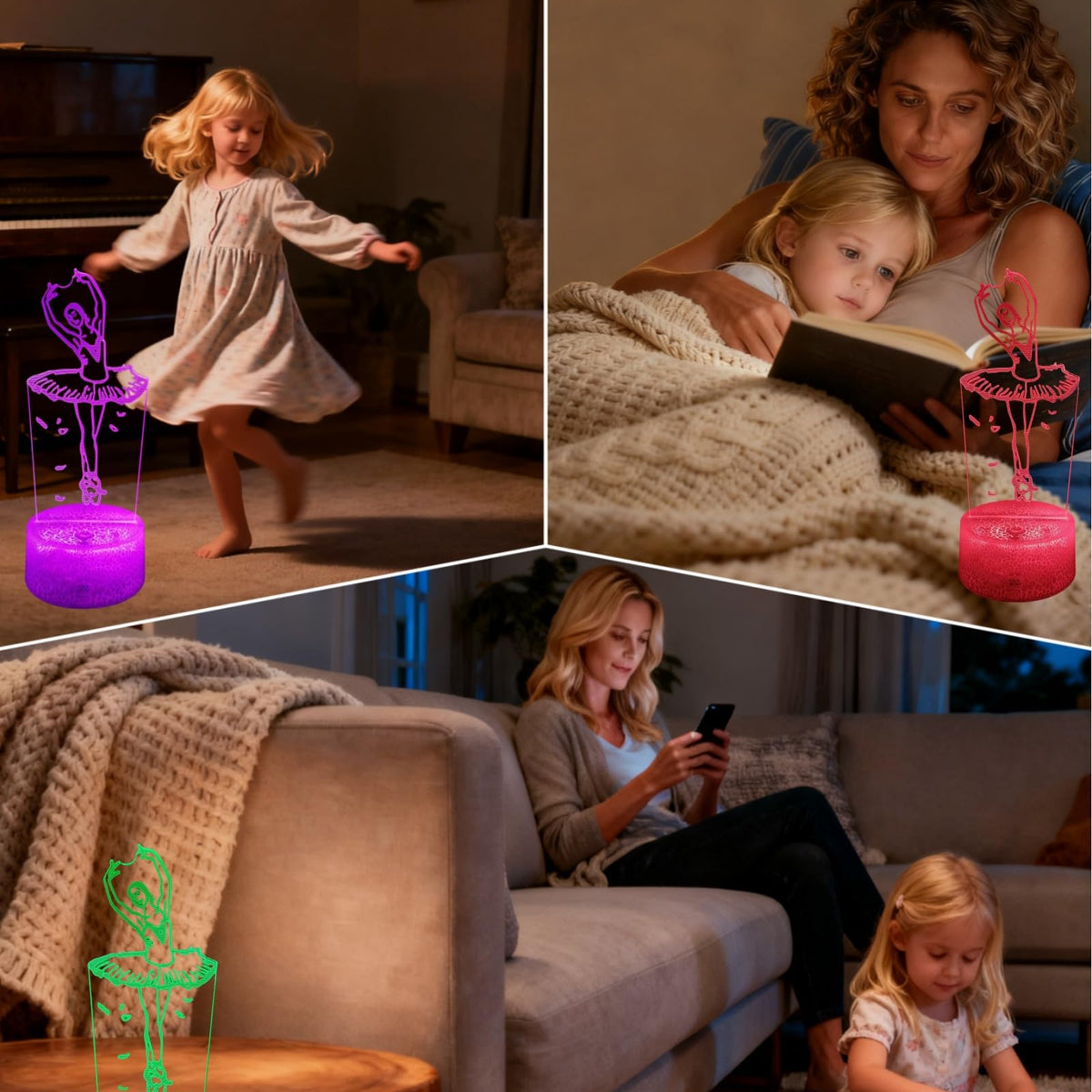 Kenmaca Ballet Dance Night Light, 3D Illusion LED Lamp, 16 Colors, Tou ...