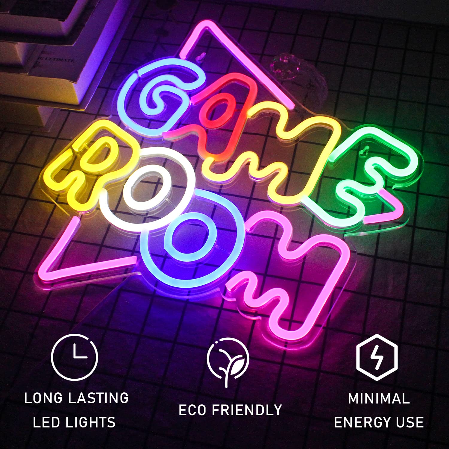 Gamerneon Game Room Large Neon Signs 13.2"x14" Colorful LED Neon Lights ...