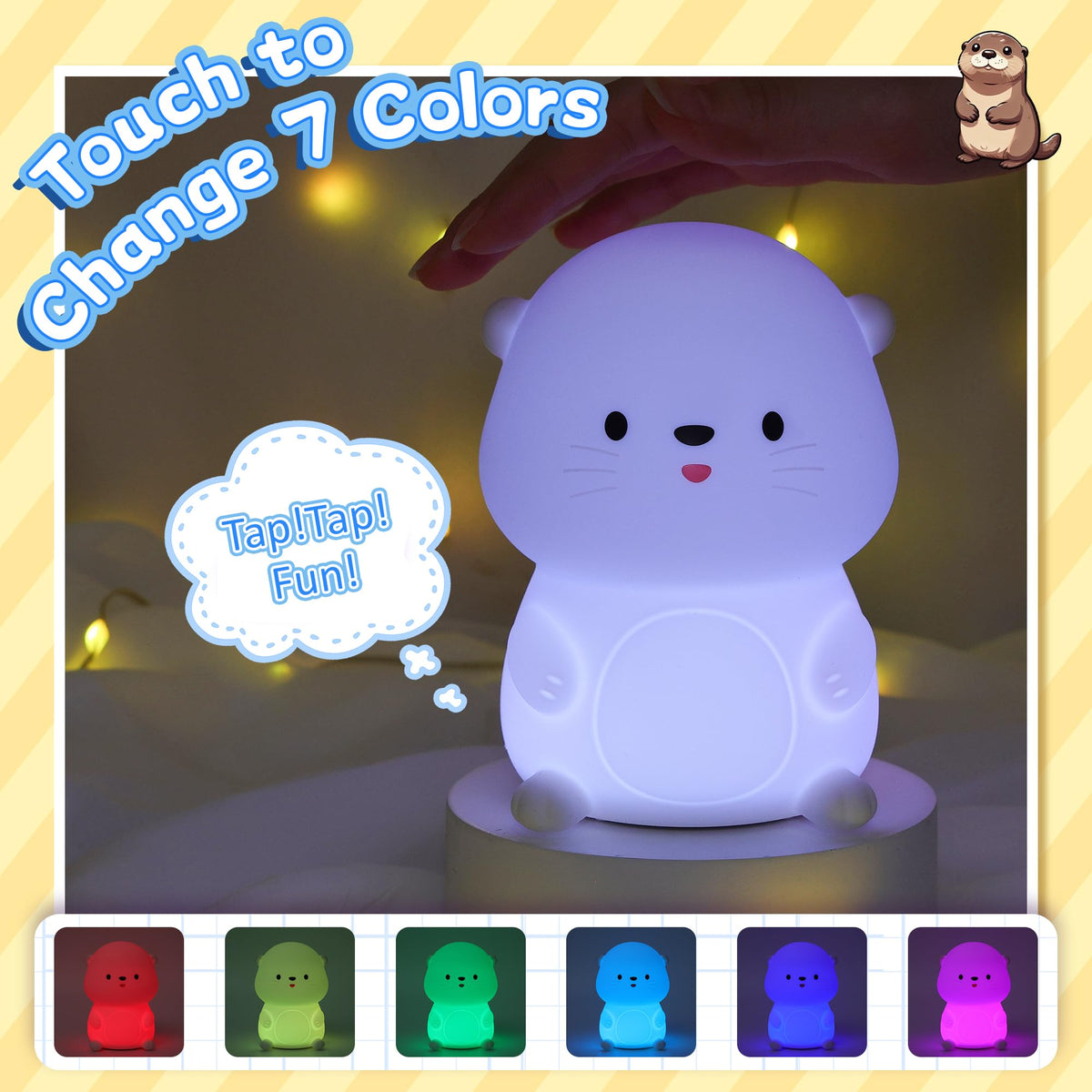 Attivolife Otter Night Light For Kids Cute Sea Otter Silicone Lamp Pro ...
