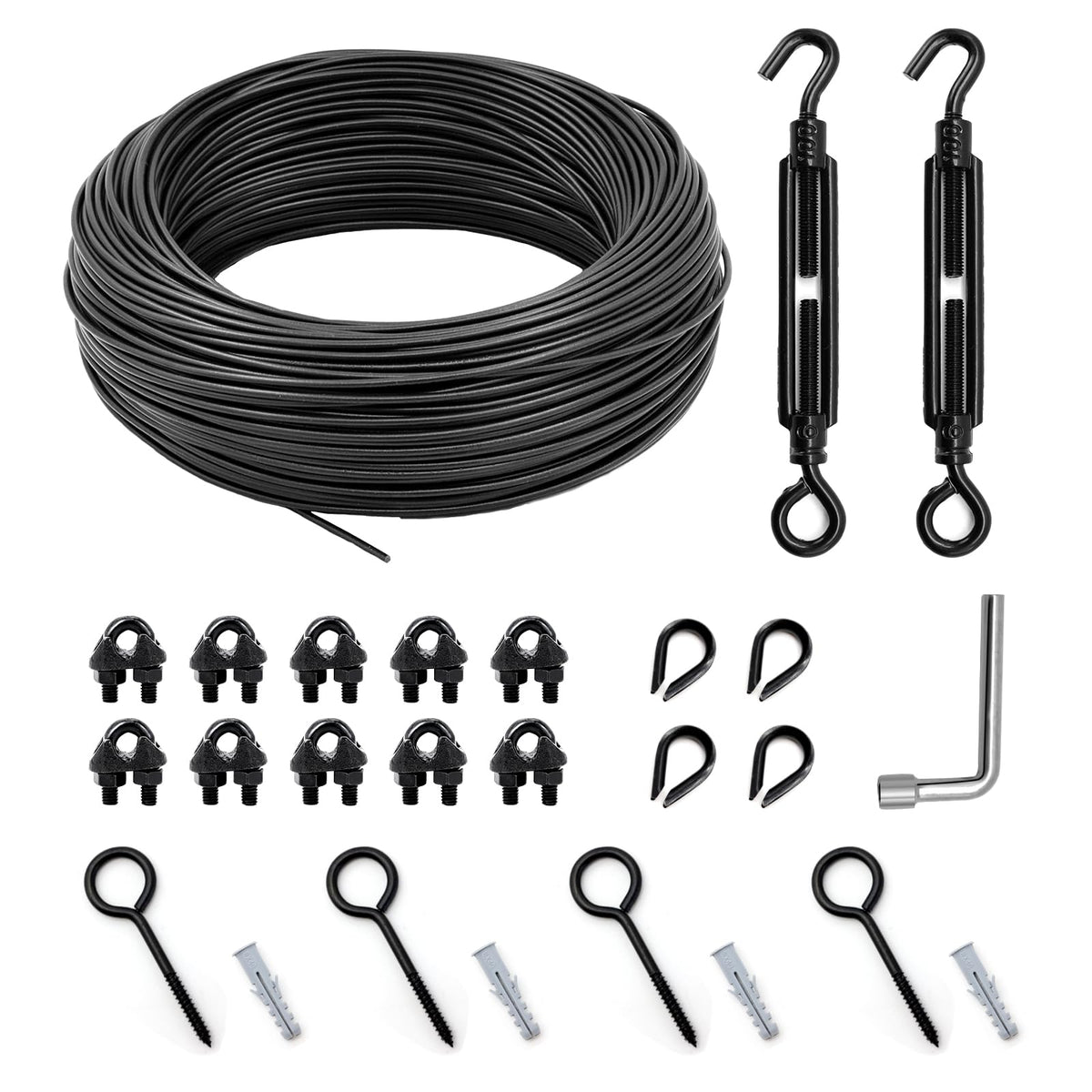 hannger String Light Hanging Kit Outdoor, Full Black Globe String ...