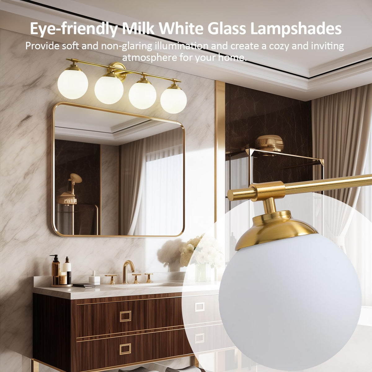 Rayogale 32 Inch Gold Bathroom Light Fixtures, 4 Light Vanity Lights ...