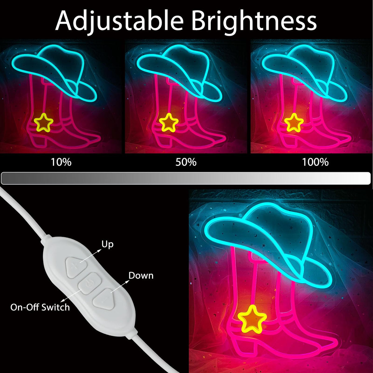 Nen Sign Cowboy Boot Neon Light, USB Powered LED Sign for Wall Decor ...