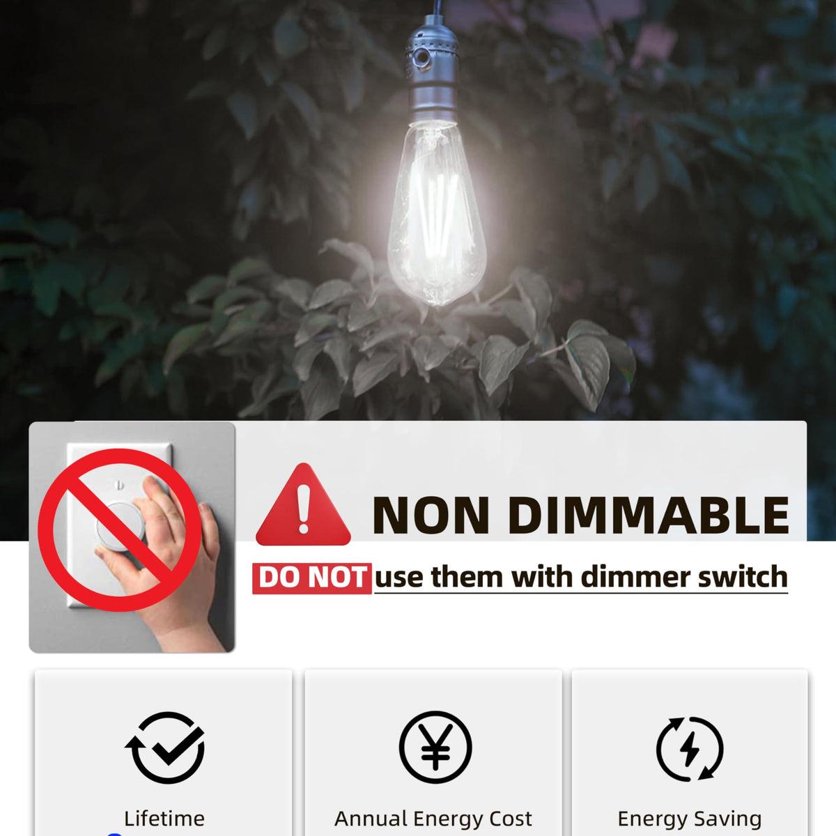 St19 Led Edison Bulb, 5.5W (60W Equivalent) 500Lm Cri 95+, Non-Dimmabl ...