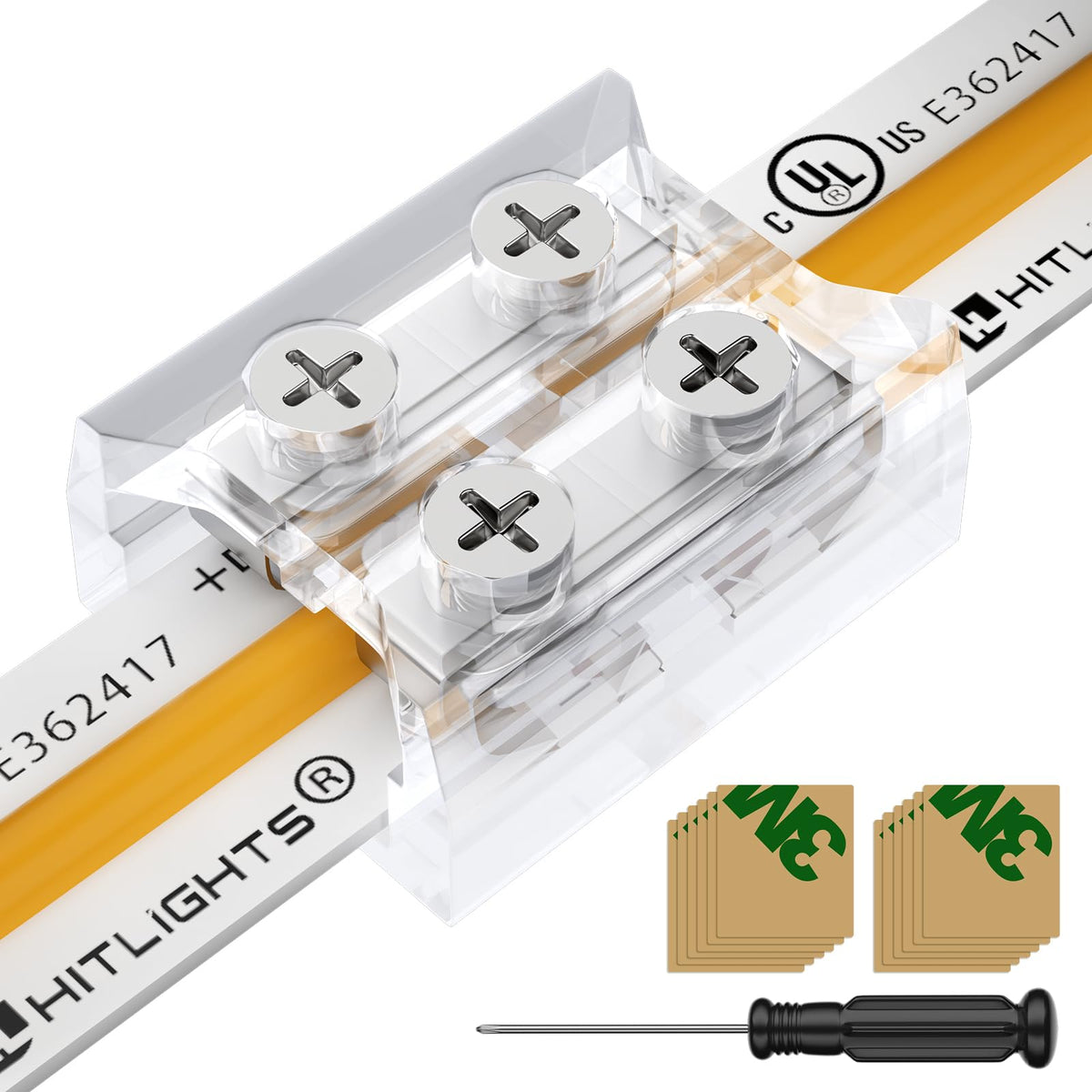 HitLights 12 Pack LED Connector 2 Pin 8mm Solderless LED Tape Light ...