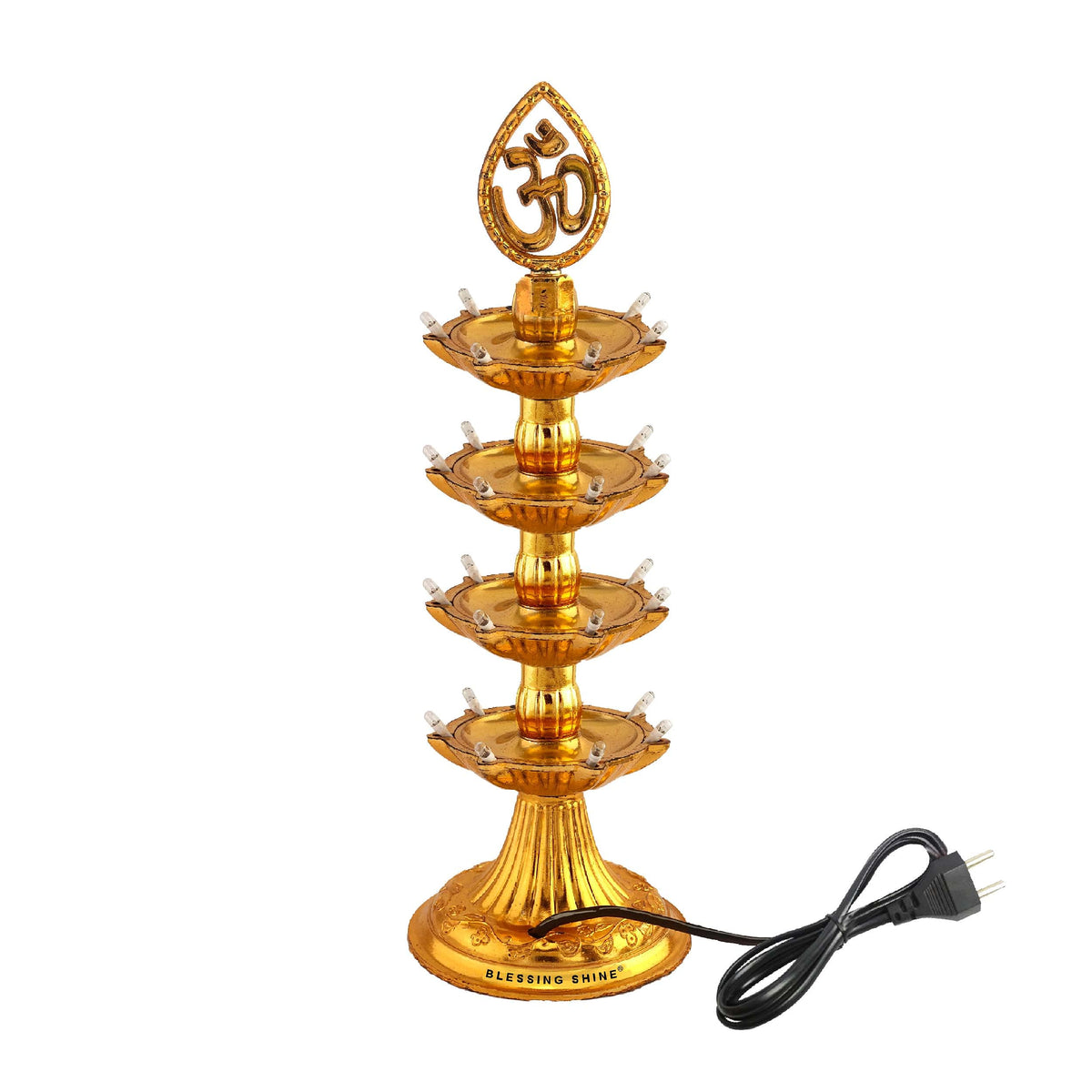 Blessing Shine 4 Layer Golden OM Design Led Electric Diya/Deepak/Deep ...