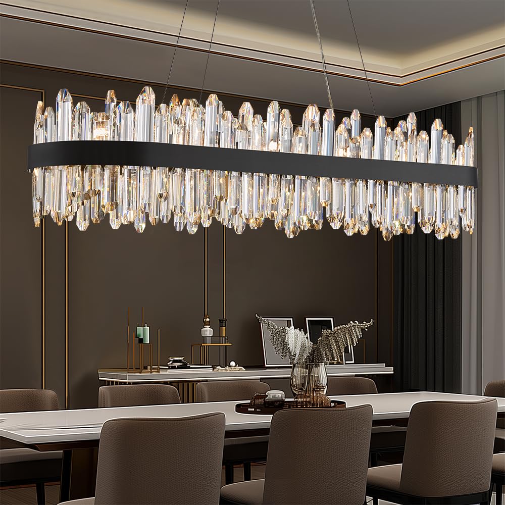 LIZZTREE Black Oval Crystal Chandelier L45.3 inch, 24-Lights ...