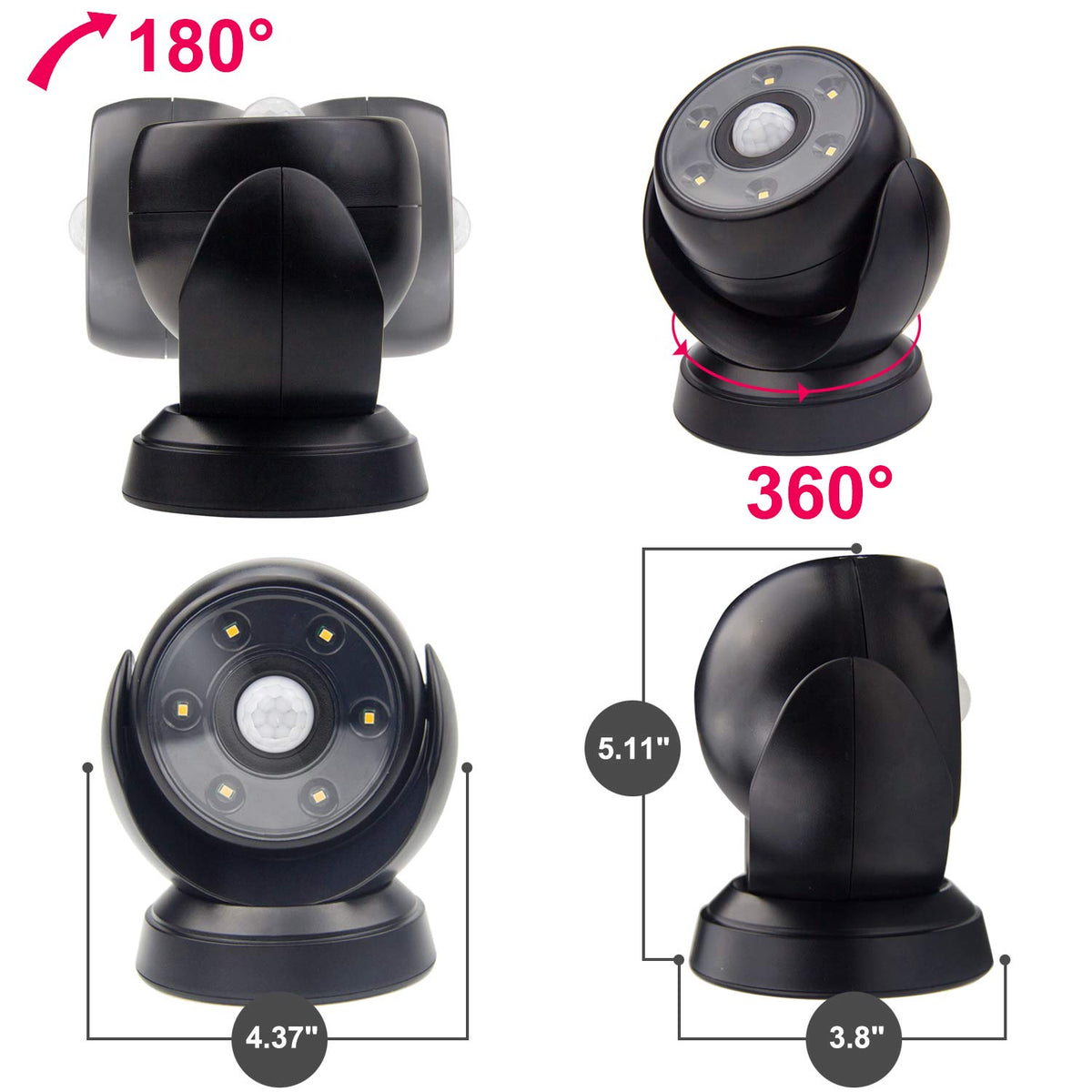 HONWELL Battery Operated Motion Sensor Light Outdoor Wireless Spotlight ...