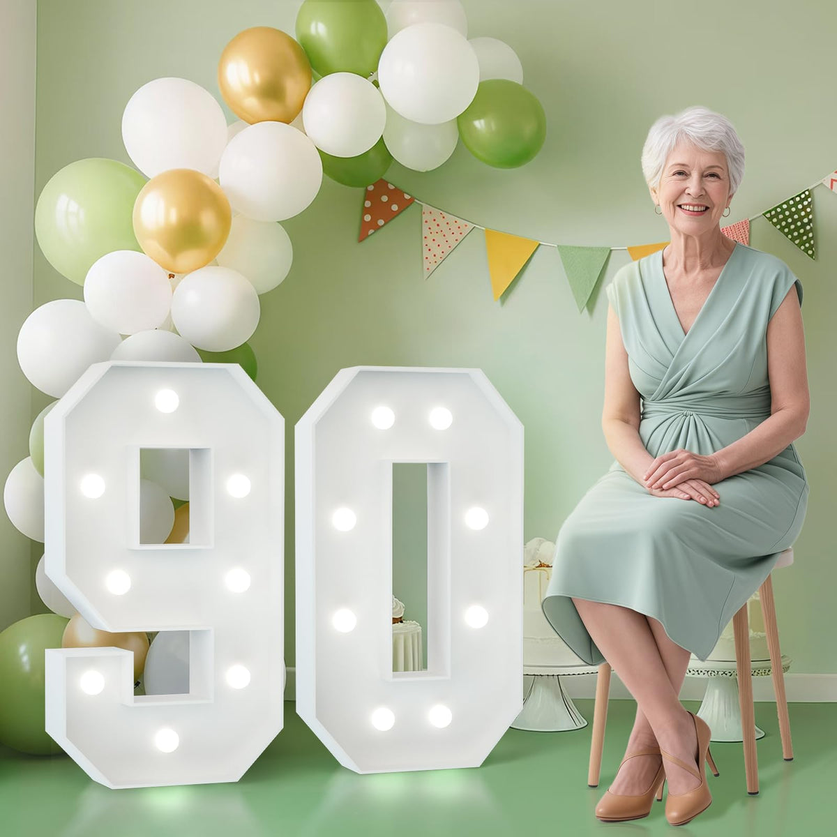 Joymuse 2.3Ft 90 Marquee Numbers 90 Light Up Numbers 90Th Birthday Dec ...