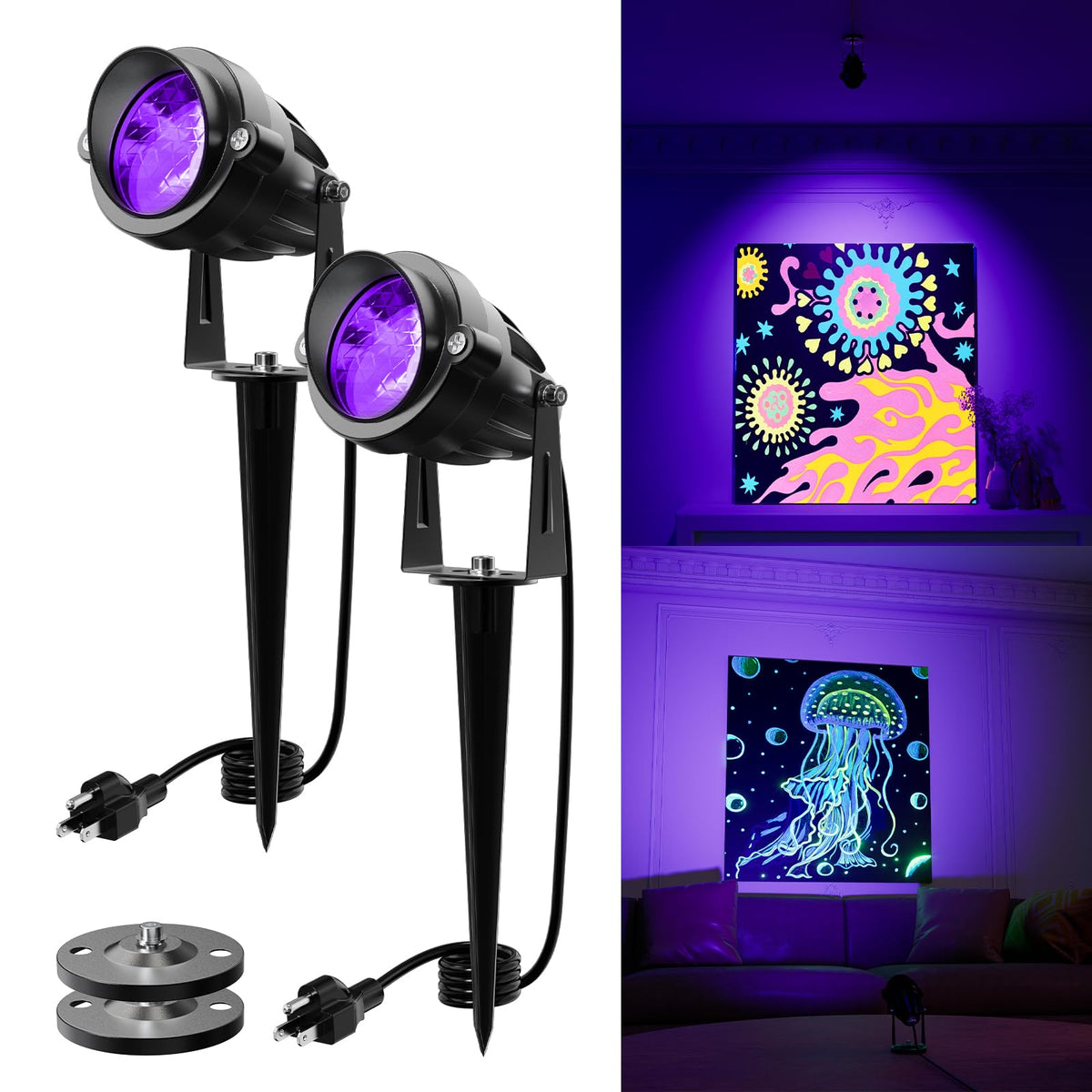 Uv Spotlights For Halloween Decorations 120V Outdoor Landscape Waterpr ...