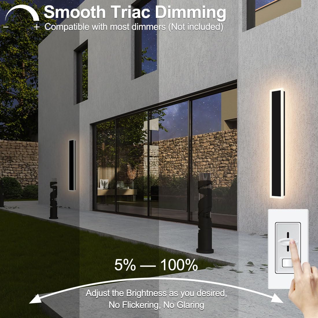 Xbuyee 2-Pack 48inch Modern Outdoor LED Long Wall Light Fixture ...