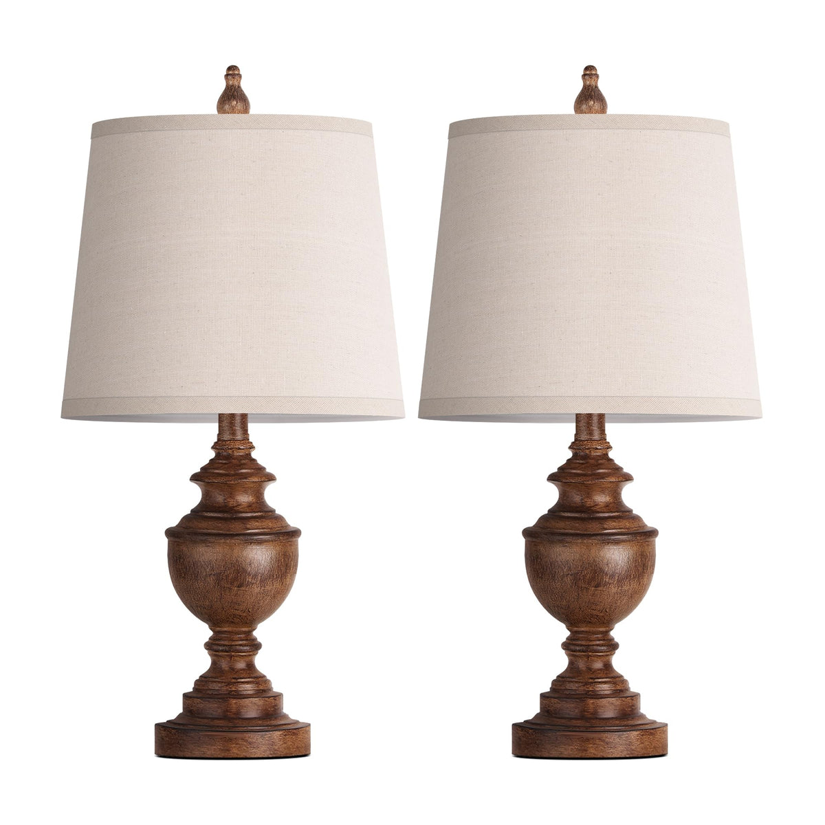 PARTPHONER Retro Table Lamps Set of 2, Vintage Nightstand Lamps, Wood ...