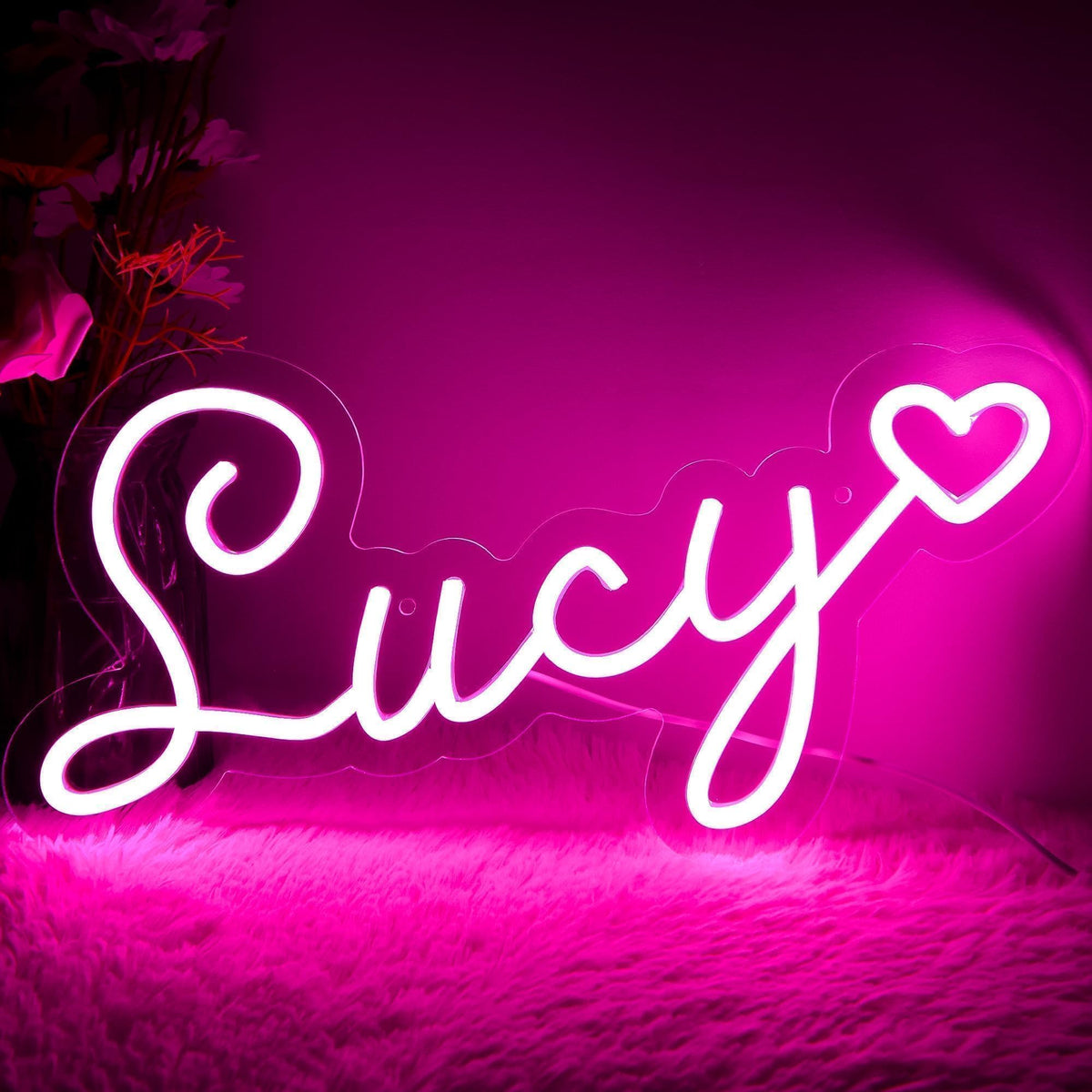 attneon Large Lucy Neon Sign, Customizable LED Name Light, Acrylic, 16 ...