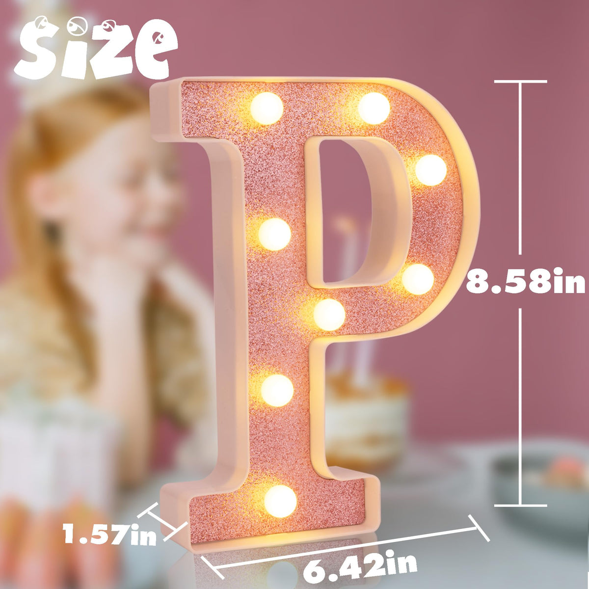 DyingSwan Small LED Marquee Letter P, 8.58 Inch Lighted Sign, Battery ...
