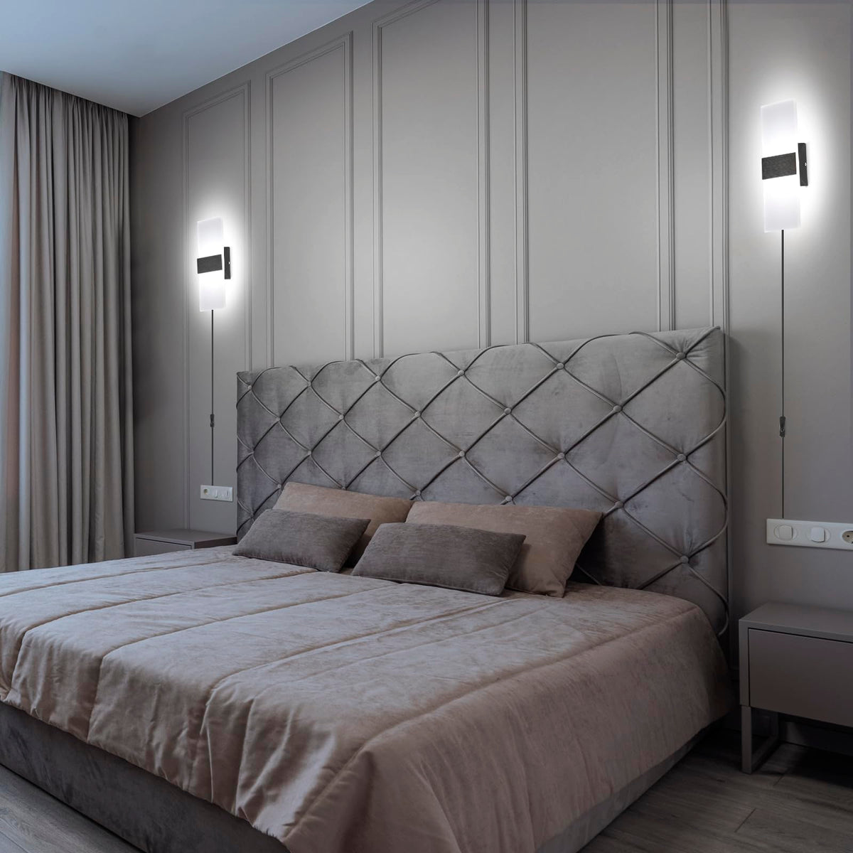 TRLIFE Wall Sconce, 12W LED 6000K Cool White, Aluminum, Plug-in with 6 ...