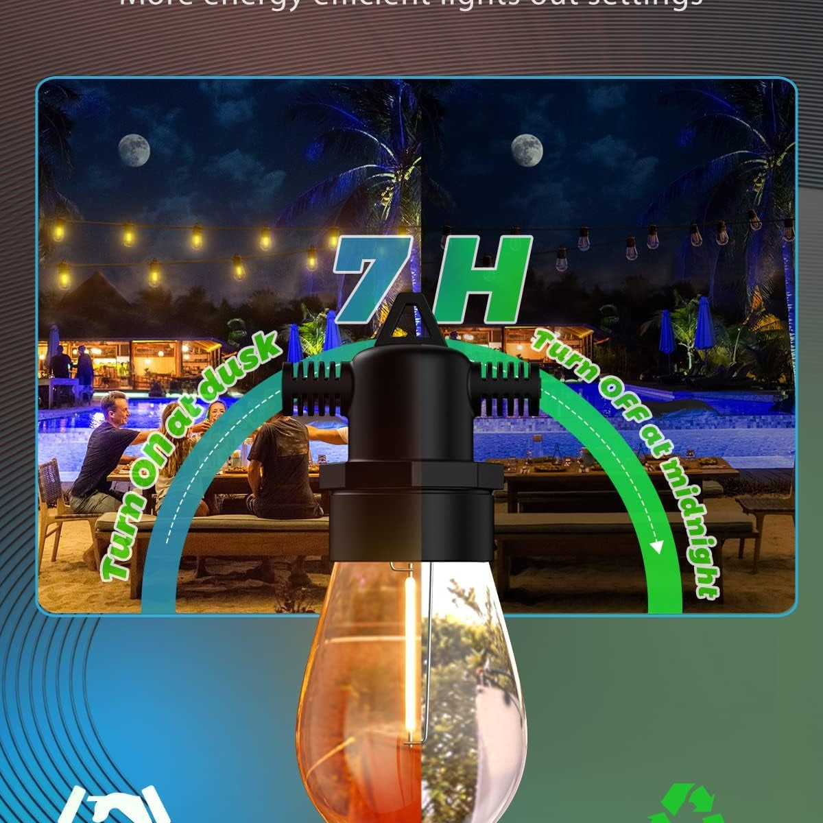 KYY Solar String Lights 78FT with USB Remote, 24 Sockets, Waterproof ...