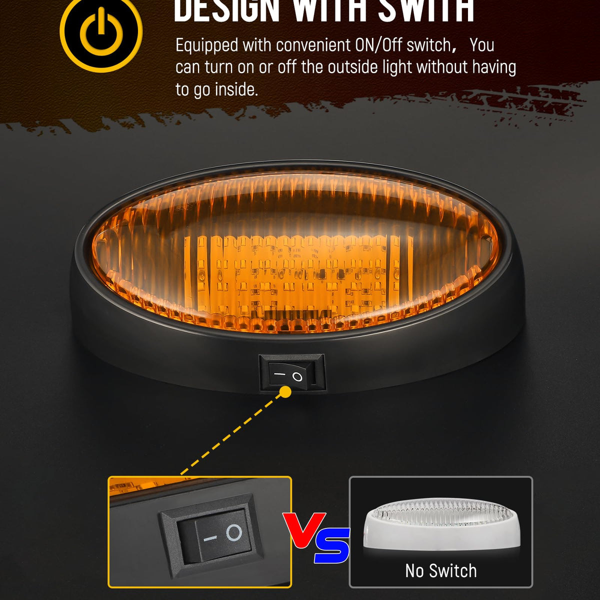 Partsam Oval LED RV Porch Light with Swith, Exterior Utility Light ...