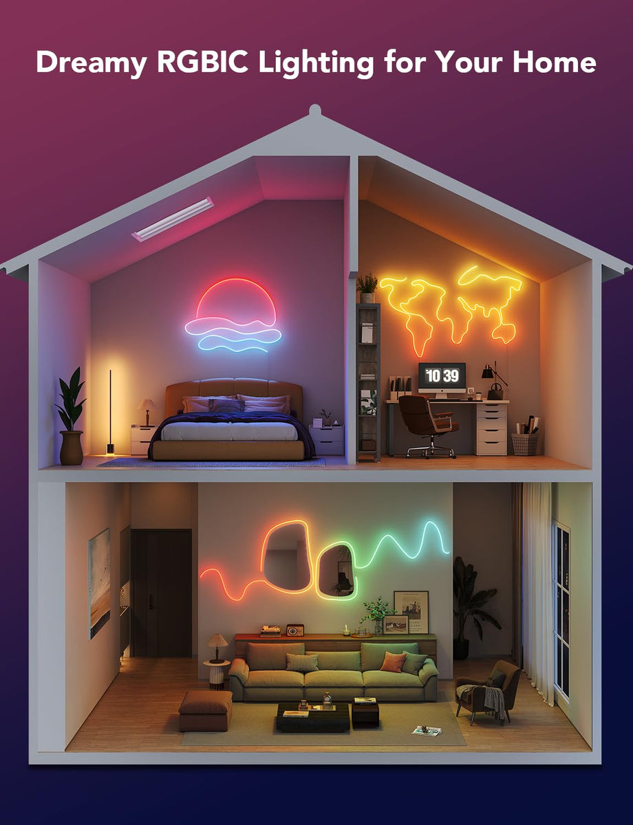 Govee RGBIC Neon Lights, LED Smart Neon Rope Light 2 Works with Matter ...