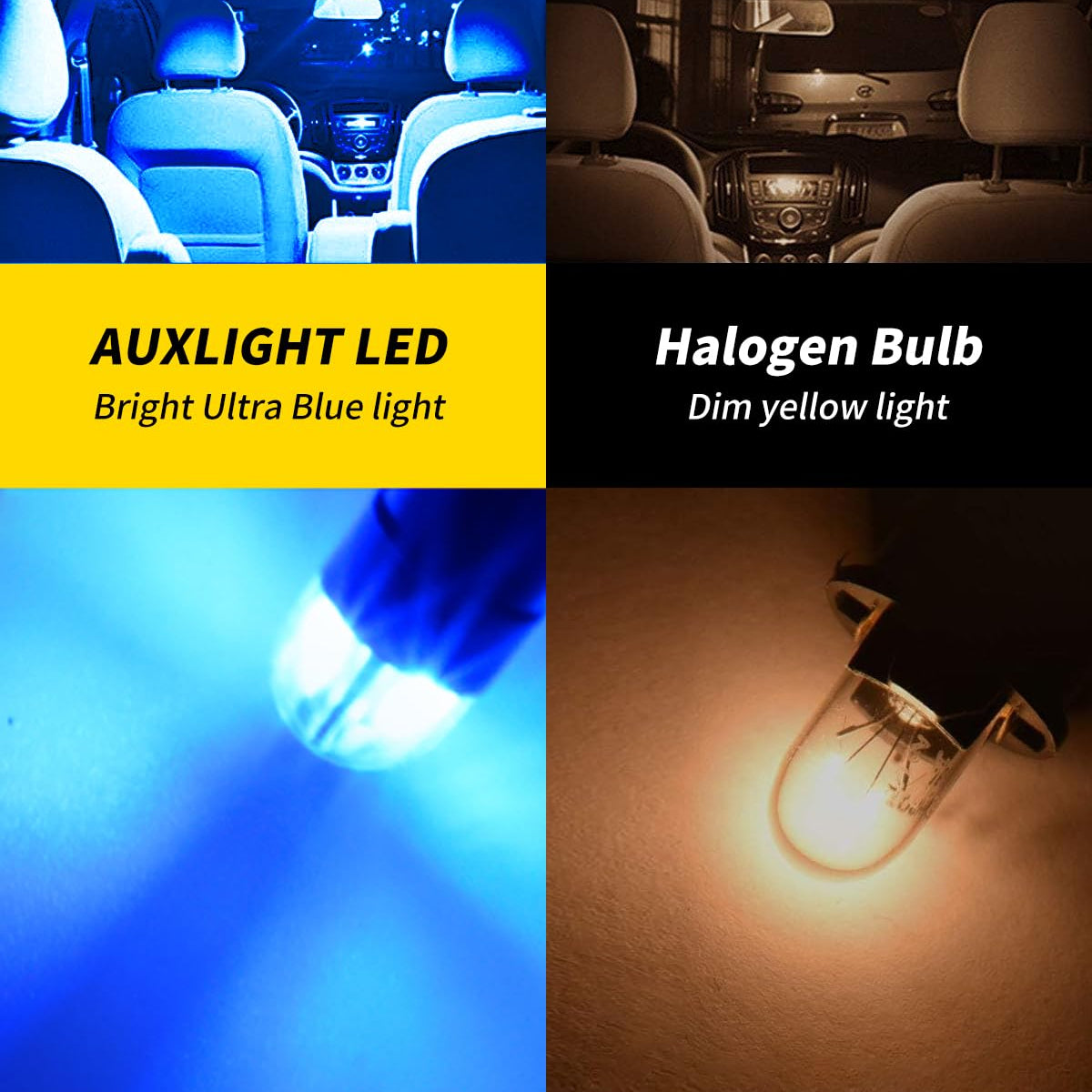 AUXLIGHT BA9S LED Bulb Pack of 10, Super Bright 3030-SMD, Ultra Blue ...